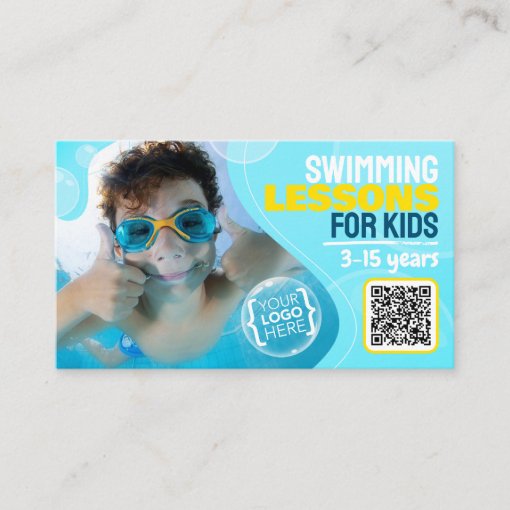 Swimming lessons for Kids, swimming instructor Business Card | Zazzle