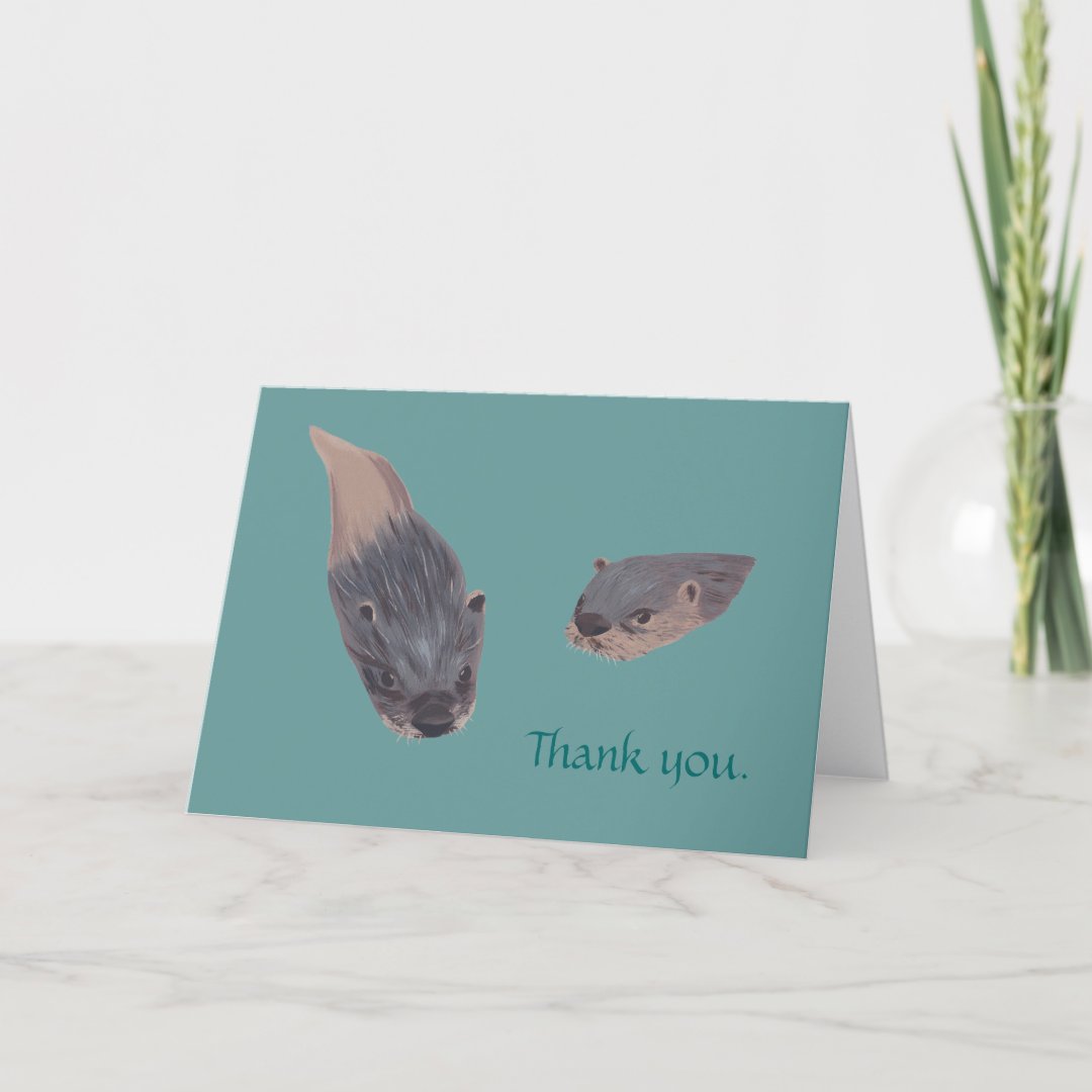 Swimming Otters Thank you Cards | Zazzle