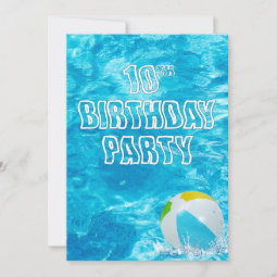 Swimming Pool 10th Birthday Party Invitation | Zazzle