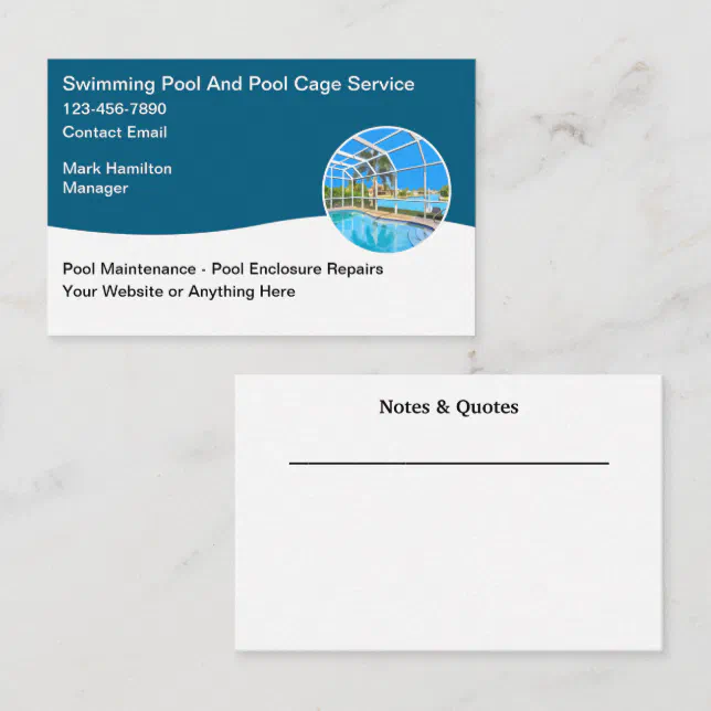 Swimming Pool And Enclosure Repair Maintenance Business Card | Zazzle