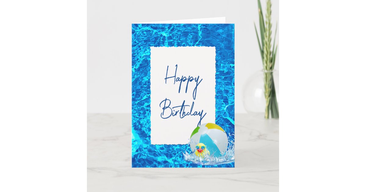 Swimming Pool Birthday Card | Zazzle