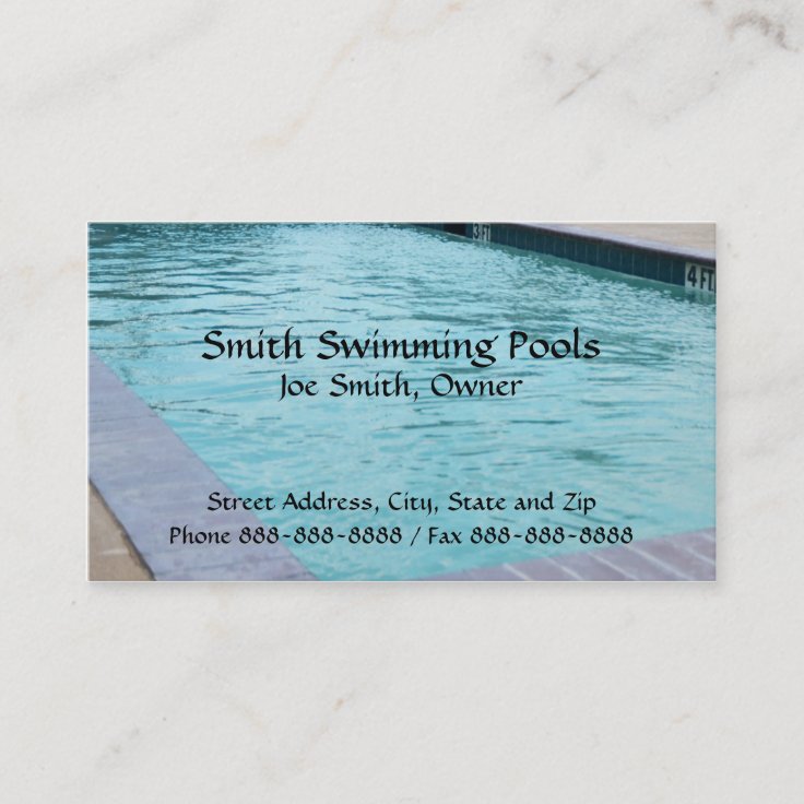 Swimming Pool Business Card | Zazzle