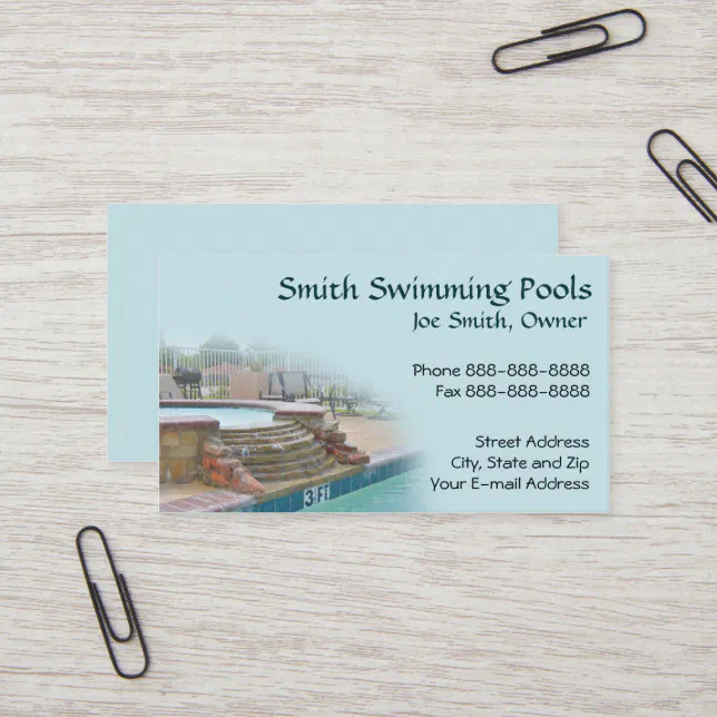 Swimming Pool Business Card | Zazzle