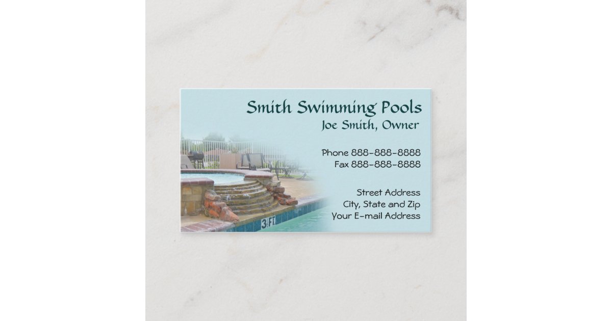 Swimming Pool Business Card | Zazzle
