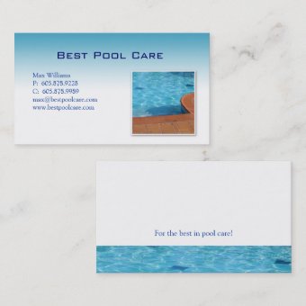 Swimming Pool Care Maintenance Business Card | Zazzle