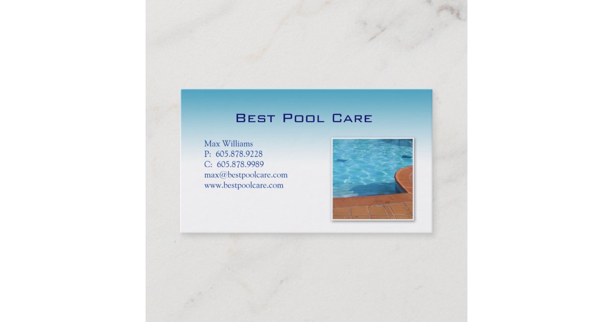 Swimming Pool Care Maintenance Business Card | Zazzle