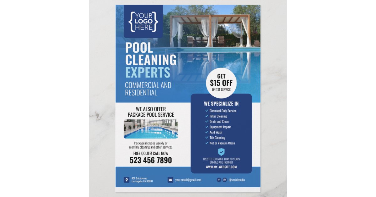 Swimming Pool Cleaning Flyer | Zazzle