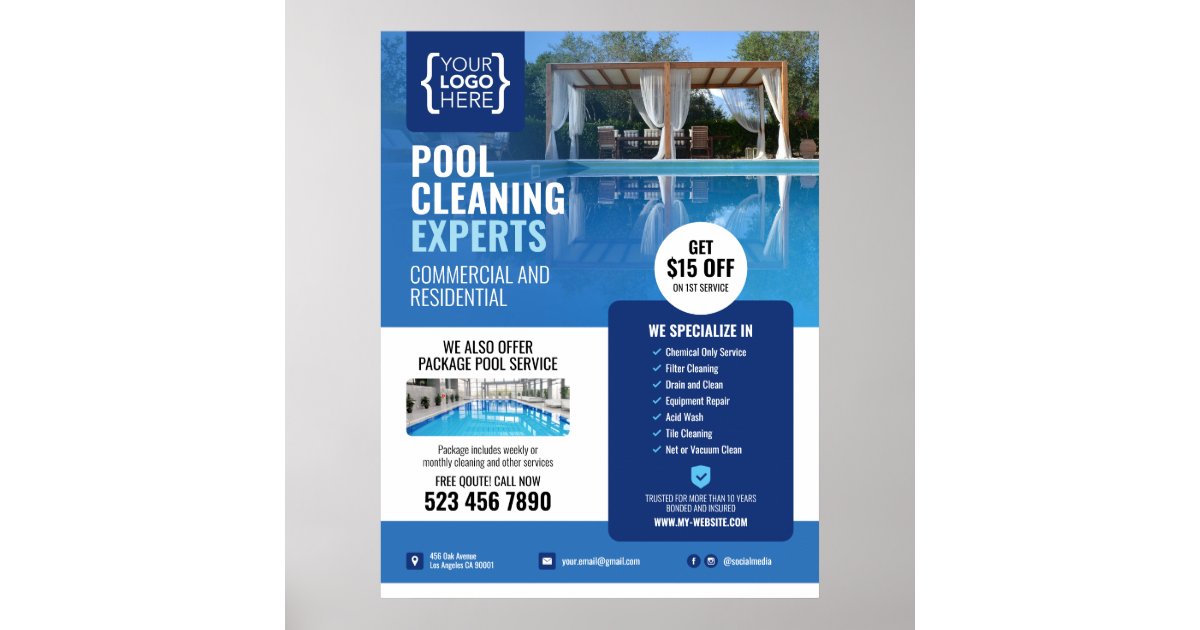 Swimming Pool Cleaning Service Poster | Zazzle