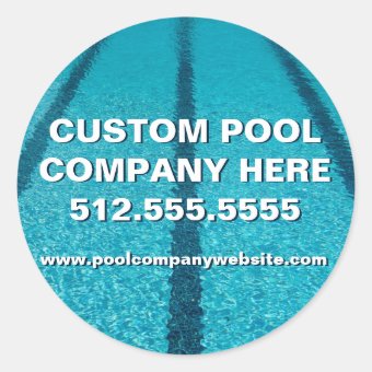 Swimming Pool Company Custom Marketing Classic Round Sticker | Zazzle
