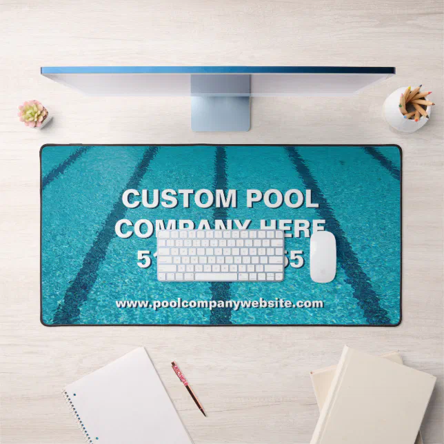 Swimming Pool Company Custom Marketing Desk Mat | Zazzle