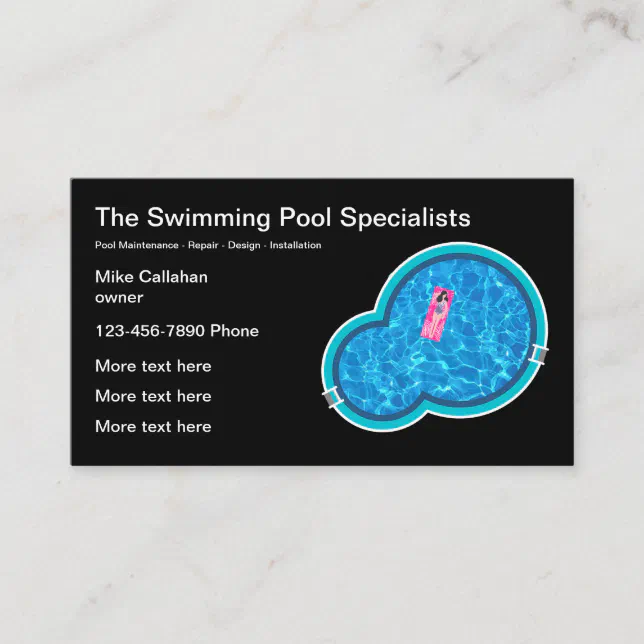 Swimming Pool Contractor And Service Business Card | Zazzle