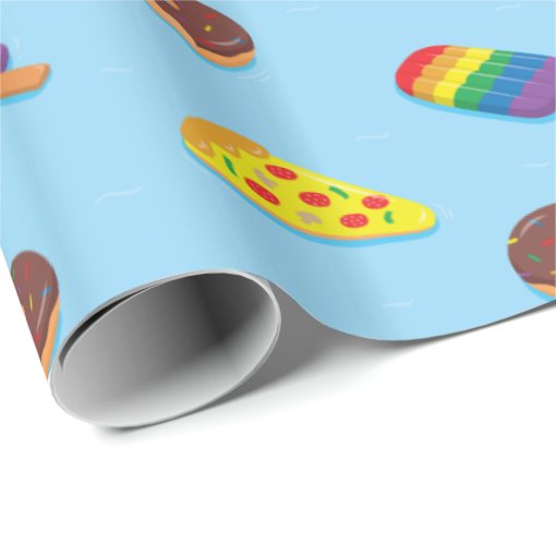 Swimming Pool Floats Pattern Summer Birthday Wrapping Paper | Zazzle