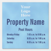 Swimming Pool Hours Your Logo Here Text Template Sign | Zazzle