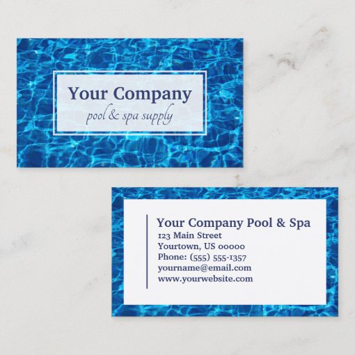 Swimming Pool Service Blue Water Ripple Business Card | Zazzle