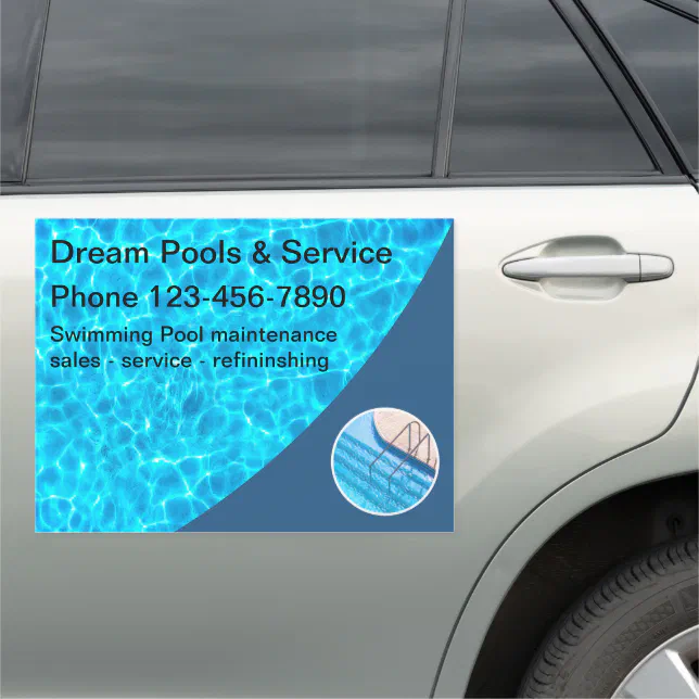 Swimming Pool Service Magnetic Car Sign Template | Zazzle