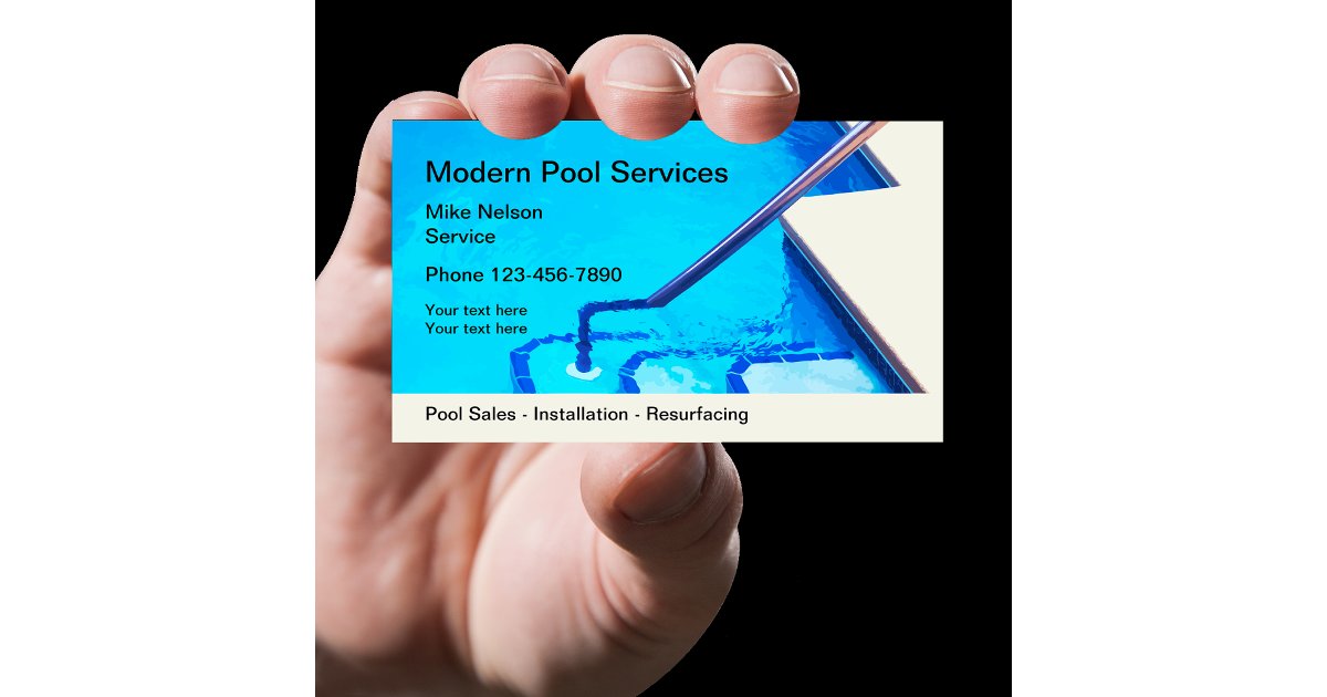 Swimming Pool Service Modern Design Business Card | Zazzle