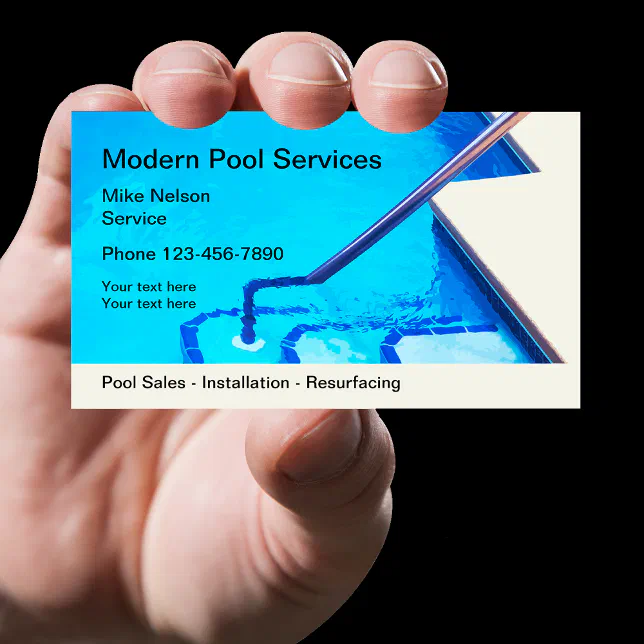Swimming Pool Service Modern Design Business Card | Zazzle