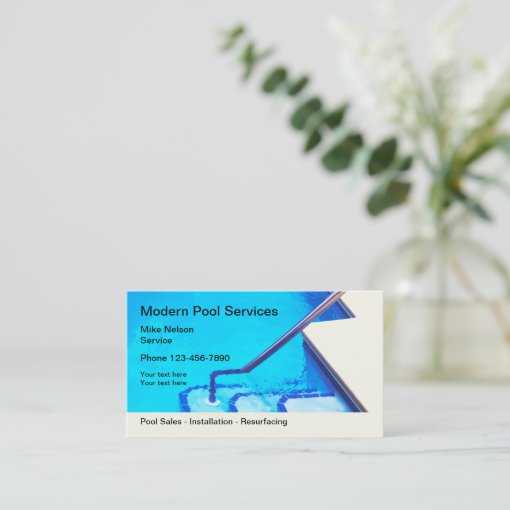 Swimming Pool Service Modern Design Business Card | Zazzle
