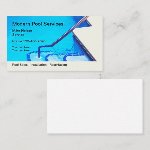 Swimming Pool Service Modern Design Business Card | Zazzle