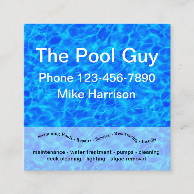 Swimming Pool Service Pool Image Square Square Business Card | Zazzle