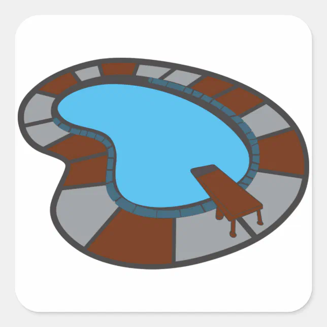 Swimming Pool Square Sticker | Zazzle