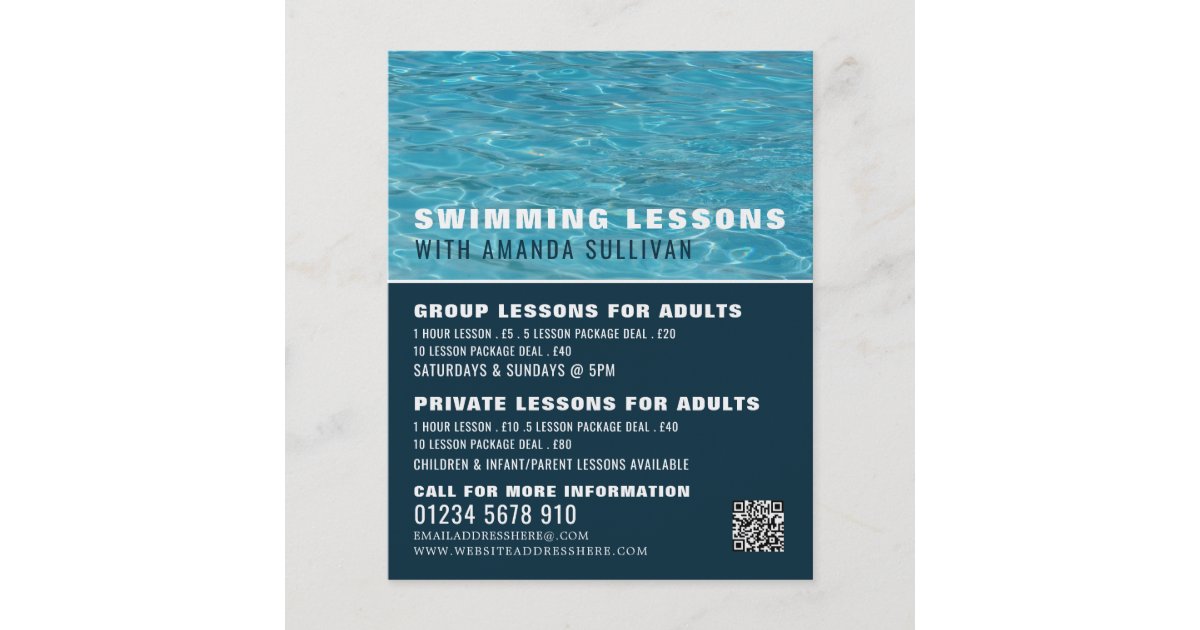 Swimming Pool, Swimming Lesson Advertising Flyer | Zazzle