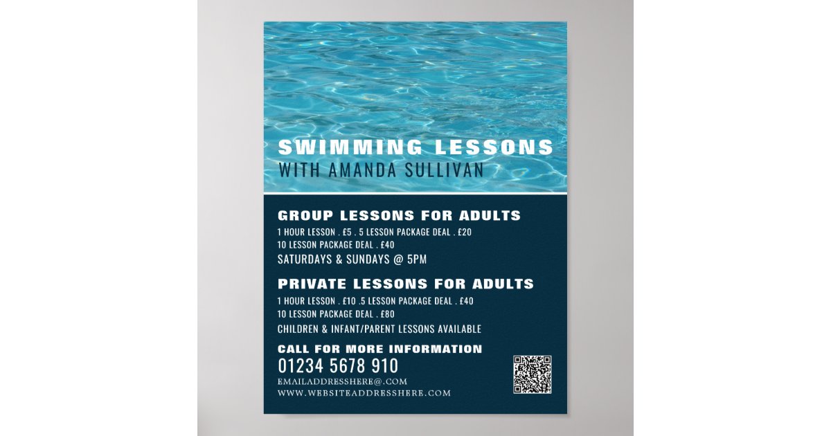 Swimming Pool, Swimming Lesson Advertising Poster | Zazzle