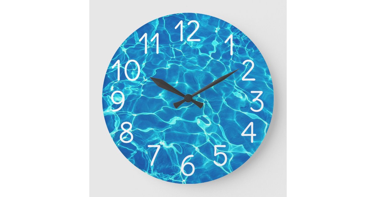 Swimming Pool Water Large Clock | Zazzle