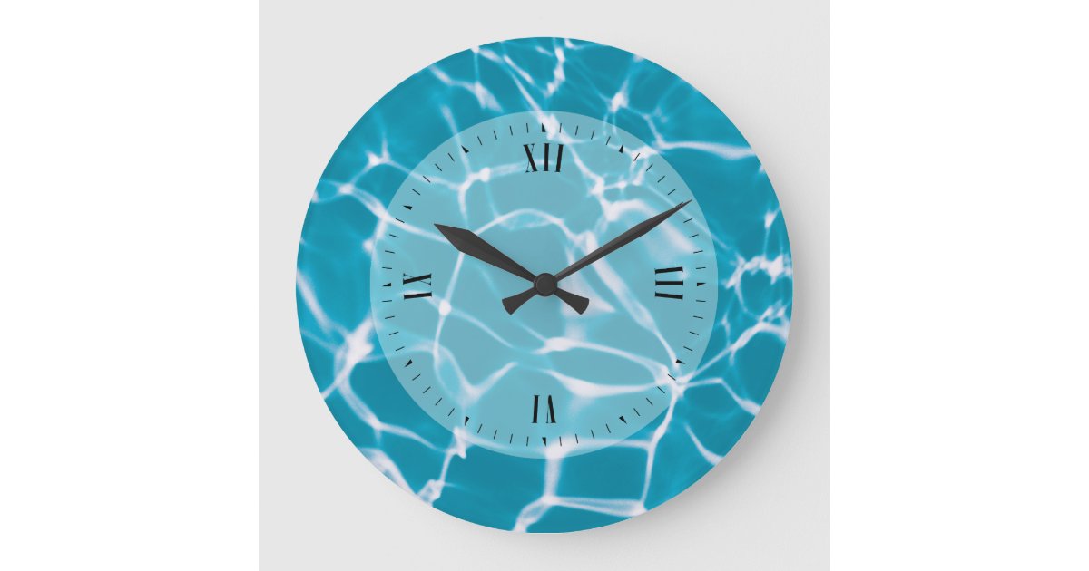 Swimming pool water reflection large clock | Zazzle