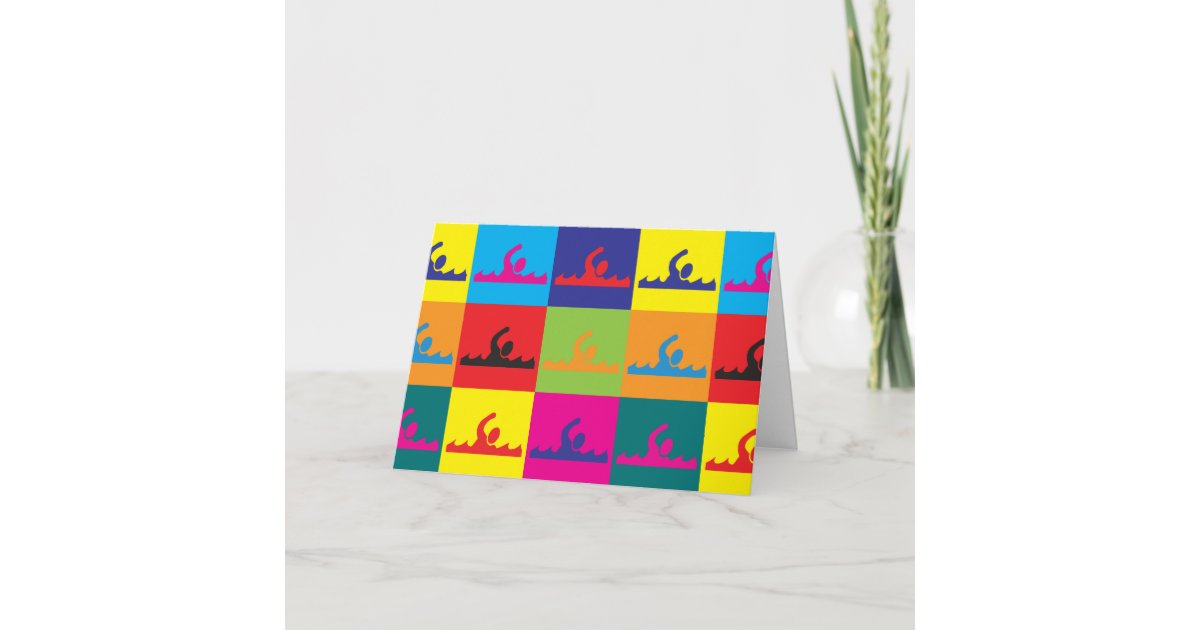 Swimming Pop Art Card | Zazzle