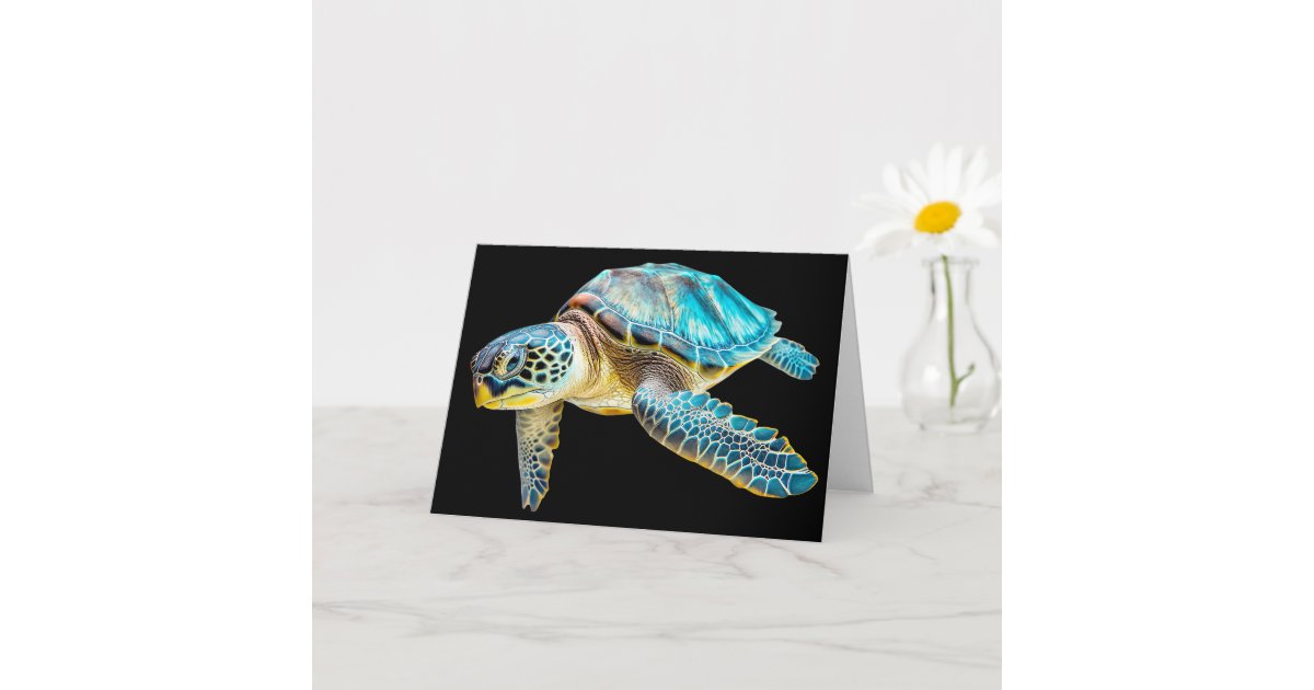 Swimming Sea Turtle Happy Birthday Card | Zazzle