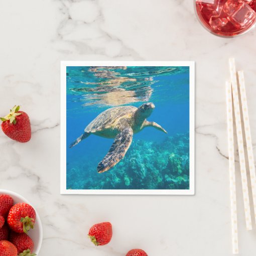 Swimming Sea Turtle Napkins | Zazzle