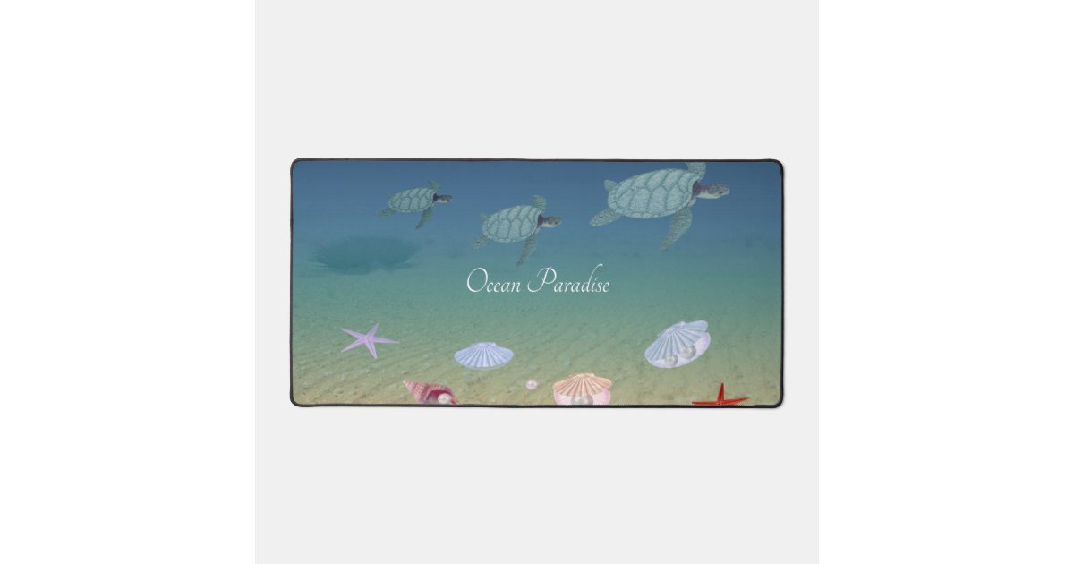 Swimming sea turtles desk mat | Zazzle