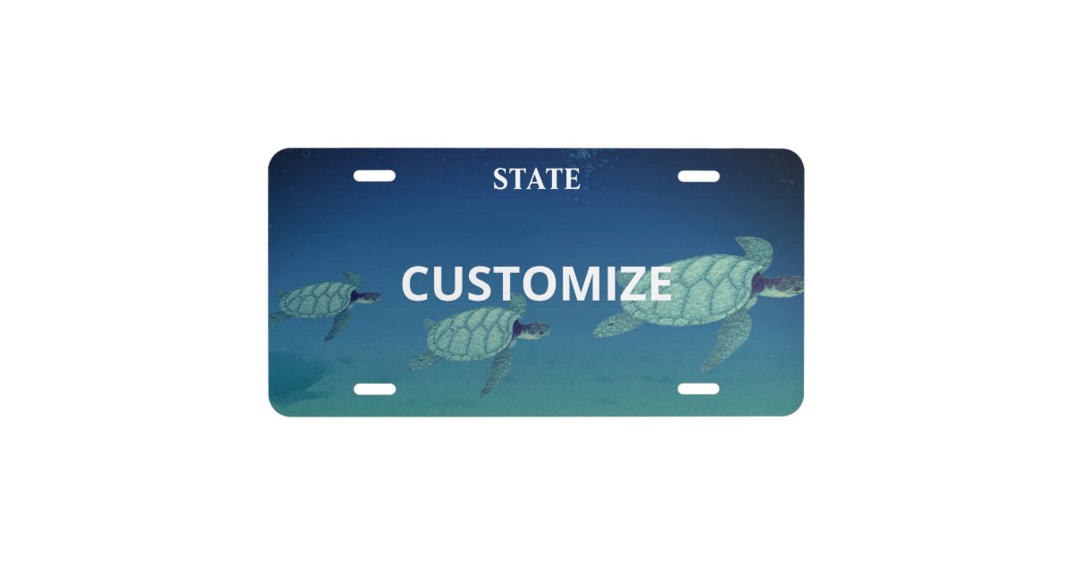 Swimming Sea Turtles in the Ocean License Plate | Zazzle