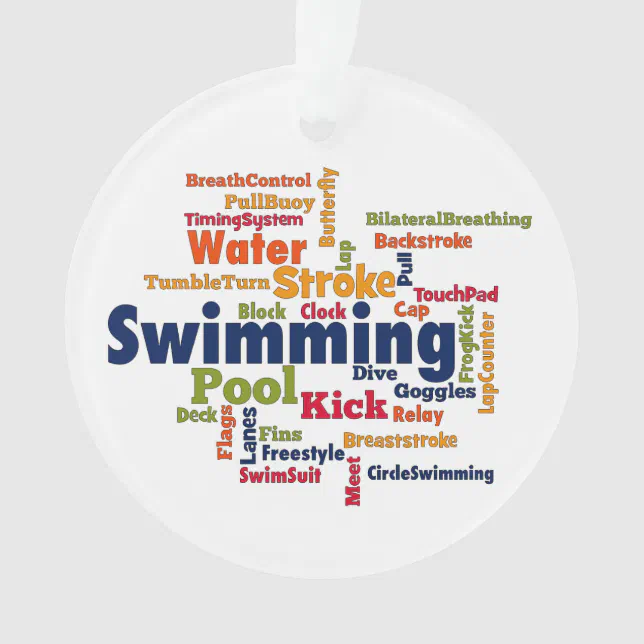 Swimming Word Cloud Ornament | Zazzle