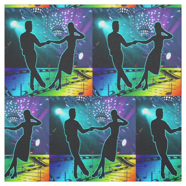 Ballroom Dance Couple Stage Lights And Music Fabric | Zazzle
