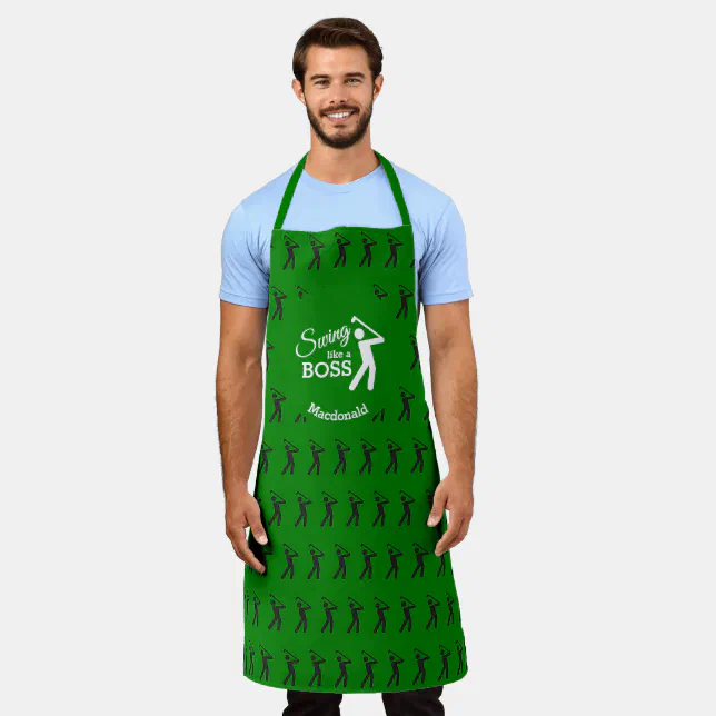 SWING LIKE A BOSS | Green PERSONALIZED Golf Apron | Zazzle