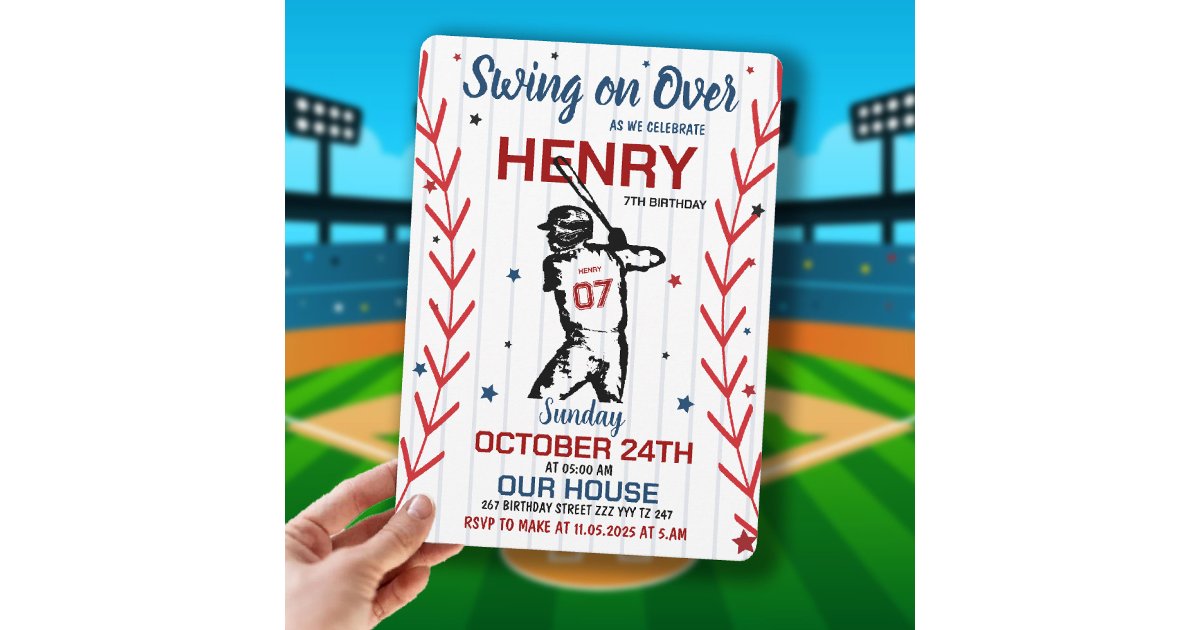 Swing on Over | Baseball Birthday Party Invitation | Zazzle