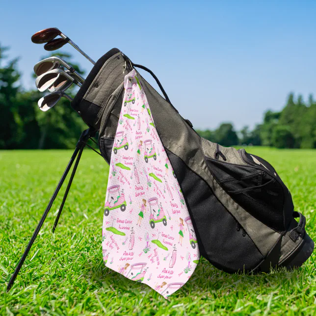 Swing Pink Golfer Breast Cancer Awareness Golf Towel | Zazzle