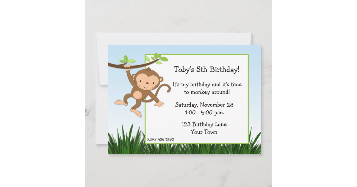 Swinging Monkey Invitation | Zazzle