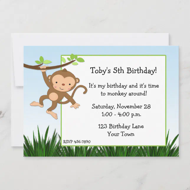 Swinging Monkey Invitation | Zazzle