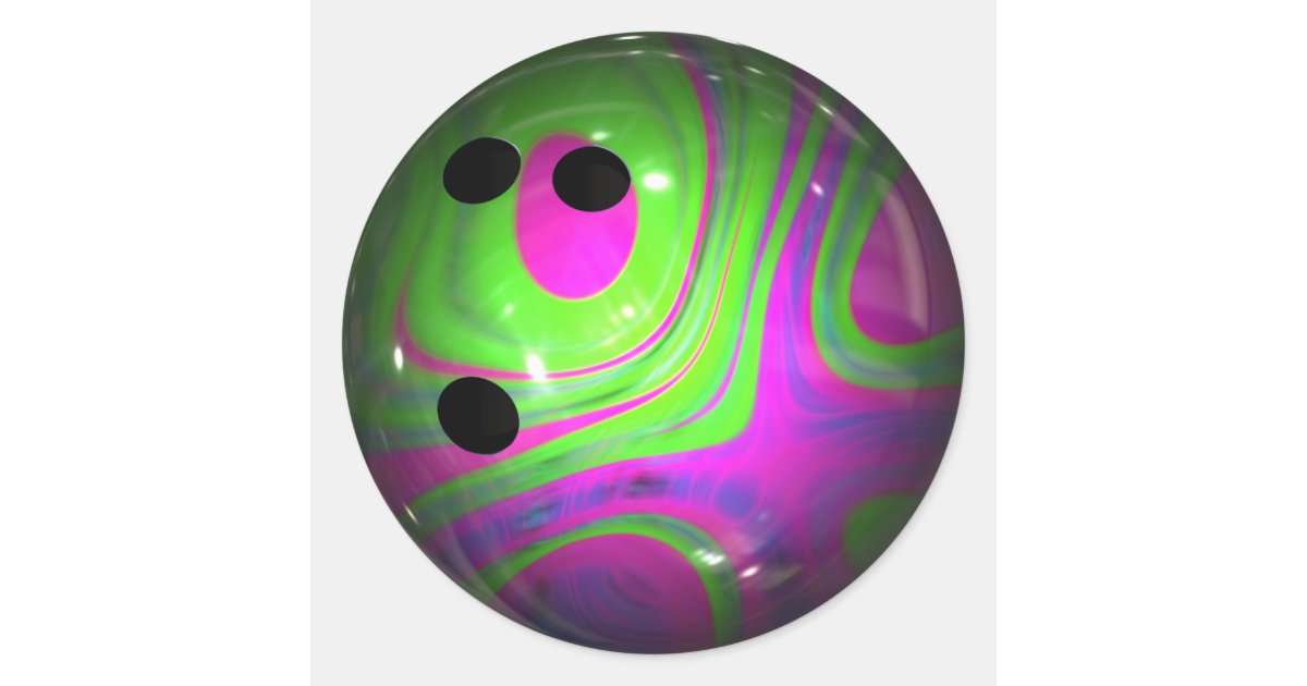 Swirl Colors Bowling Ball Classic Round Sticker | Zazzle