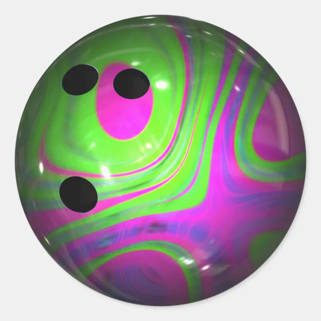 Swirl Colors Bowling Ball Classic Round Sticker | Zazzle