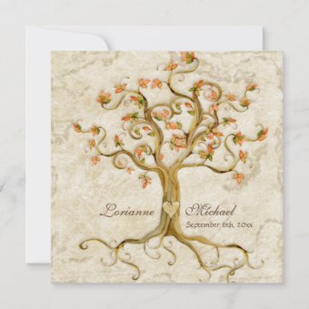 Swirl Tree Roots Antiqued Parchment Wedding Invitation | Zazzle