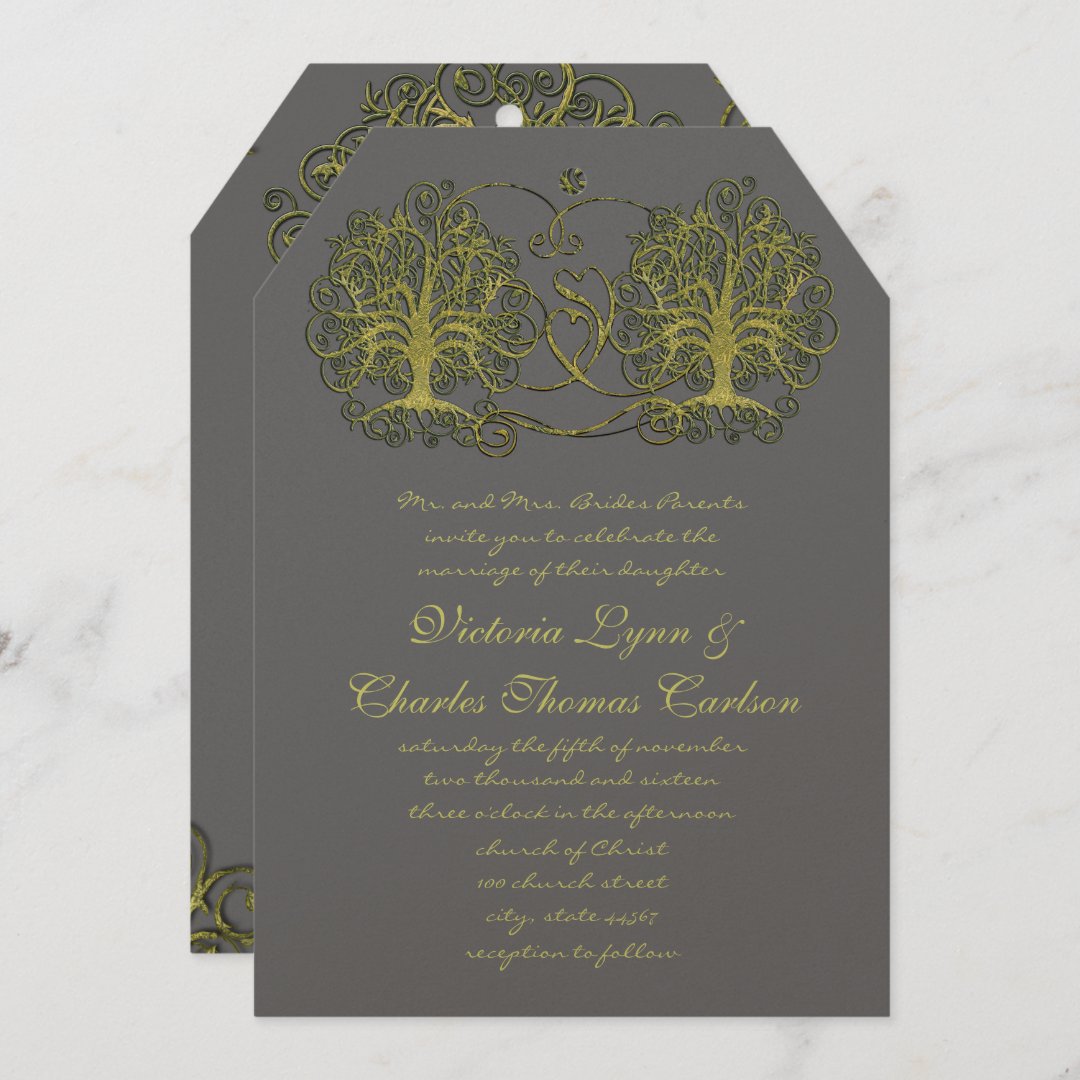 Swirl Tree Roots of Love Wedding Invitation | Zazzle
