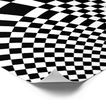 Swirling Checkers Optical Illusion Black & White Poster | Zazzle