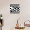 Swirling Checkers Optical Illusion Black & White Poster | Zazzle