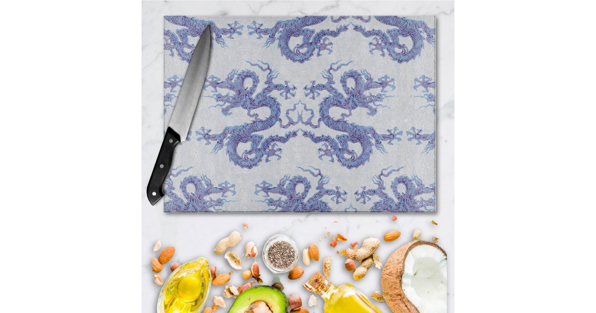 Swirling Dragon in Blue and Purple Cutting Board | Zazzle
