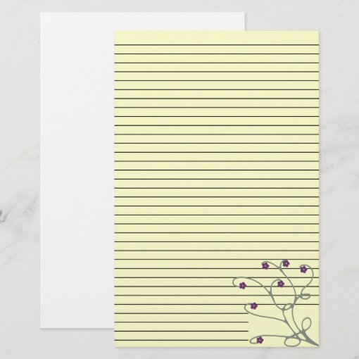 Swirling floral stationary - lined stationery | Zazzle