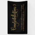 Swirling Gold Glitter Congratulations Black Banner | Zazzle